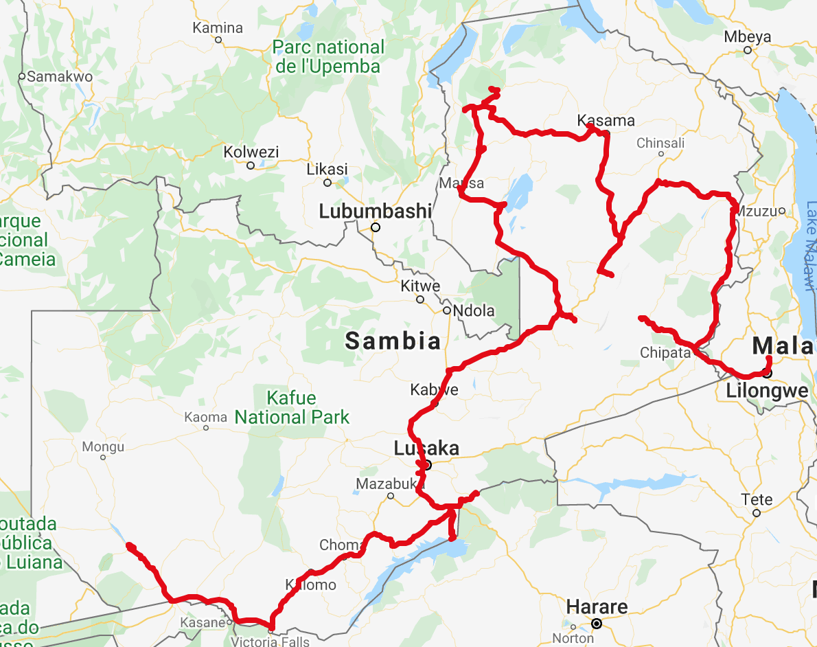 Road Map Of Zambia
