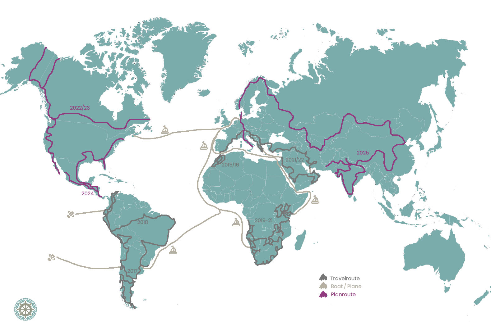 Routen gesamt - tracks AROUND the WORLD - Weltreise mit dem ...